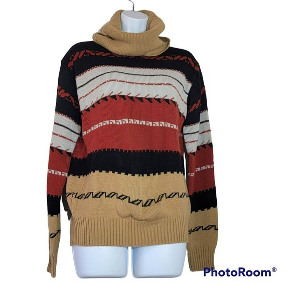 Kimlon | Sweaters | Vintage 7s Kimlon Womens Med Tan Sweater Wred Black ...